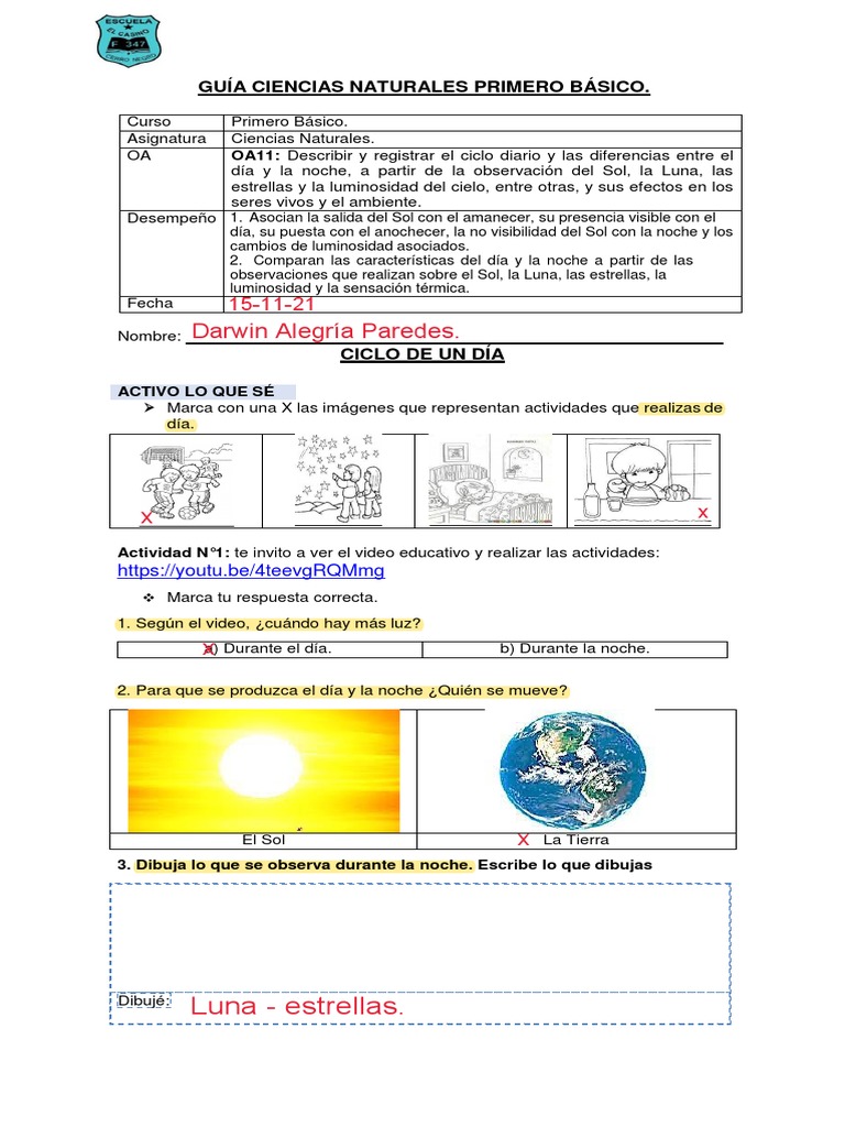 1º-BÁSICO - CIENCIAS Día y Noche. | PDF | Noche | Dom