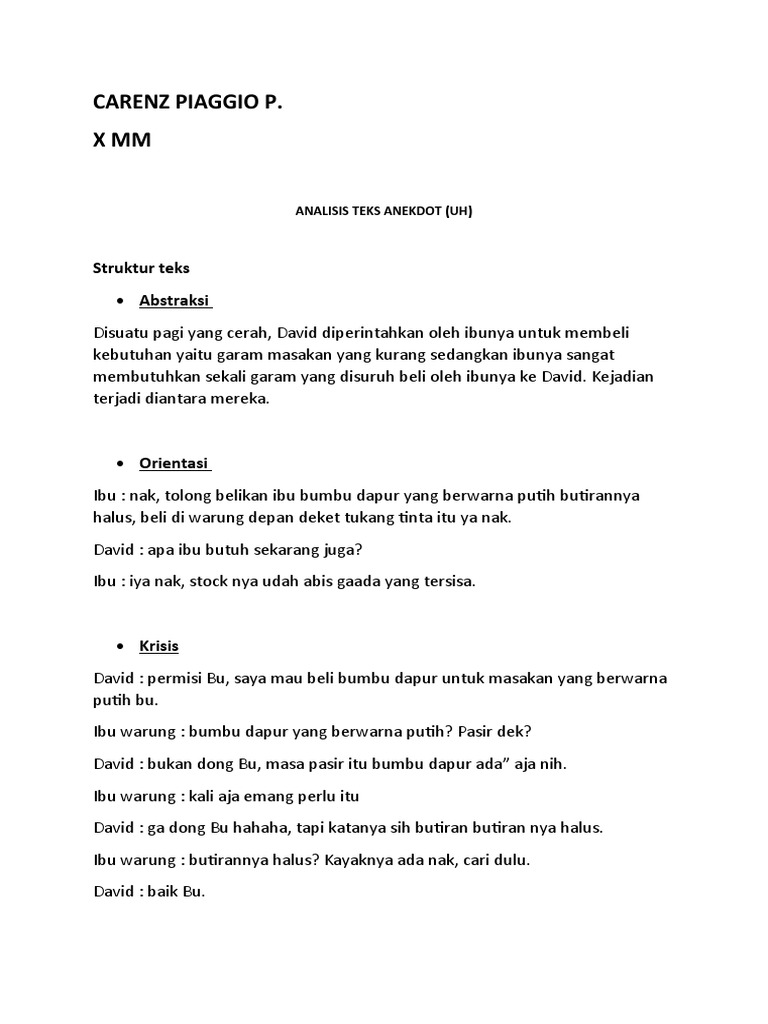Analisis Teks Anekdot | PDF