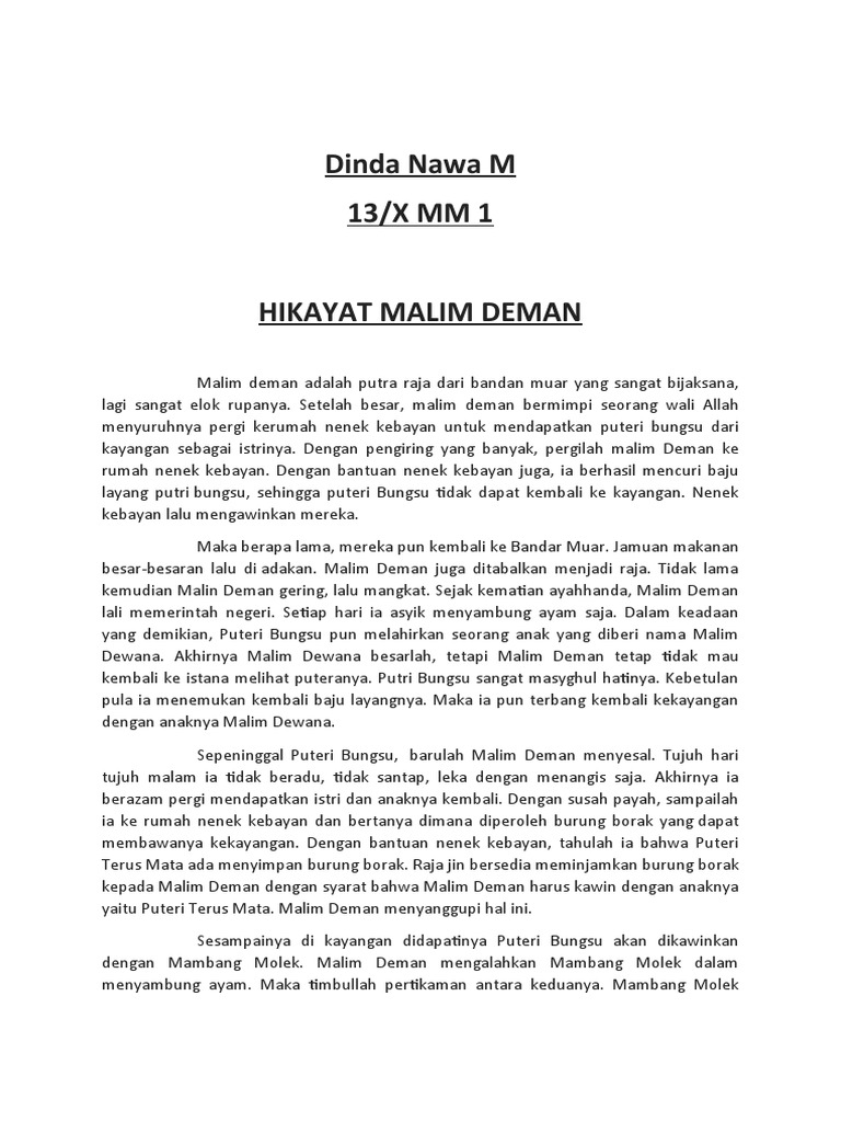Dinda Nawa M.13. Unsur Hikayat | PDF