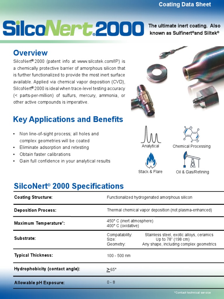 The Ultimate Inert Coating. Also Known As Sulfinert and Siltek | PDF ...
