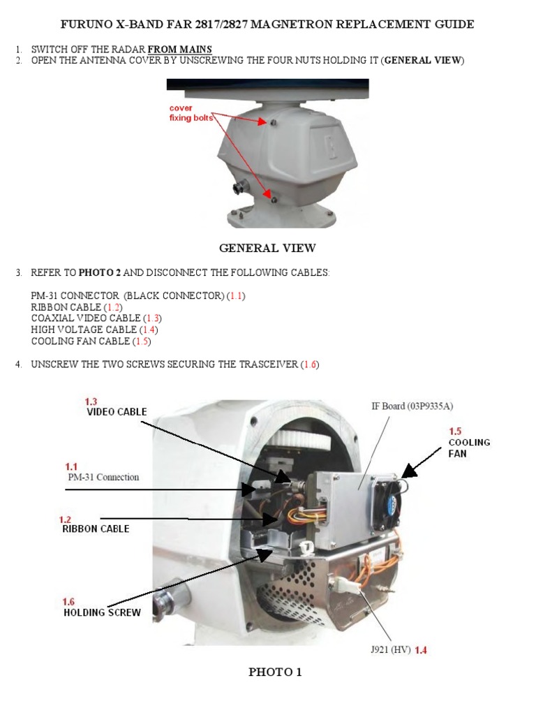 Furuno X-Band Far 2817/2827 Magnetron Replacement Guide | PDF ...
