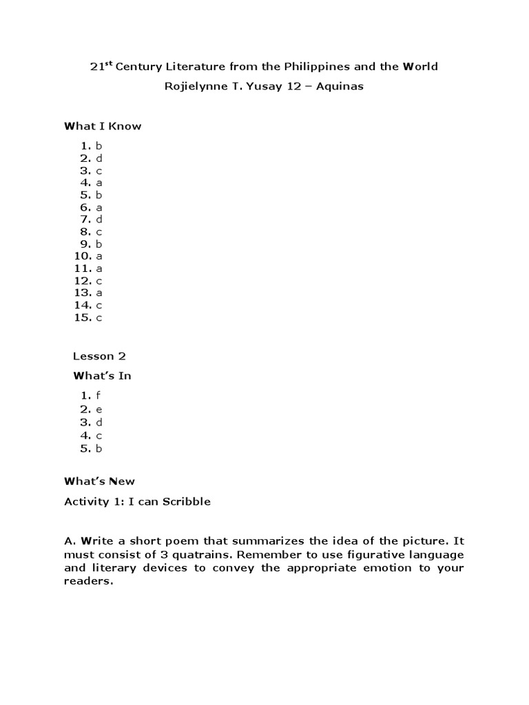 21st Century Literature From The Philippines and The World Module 2 | PDF