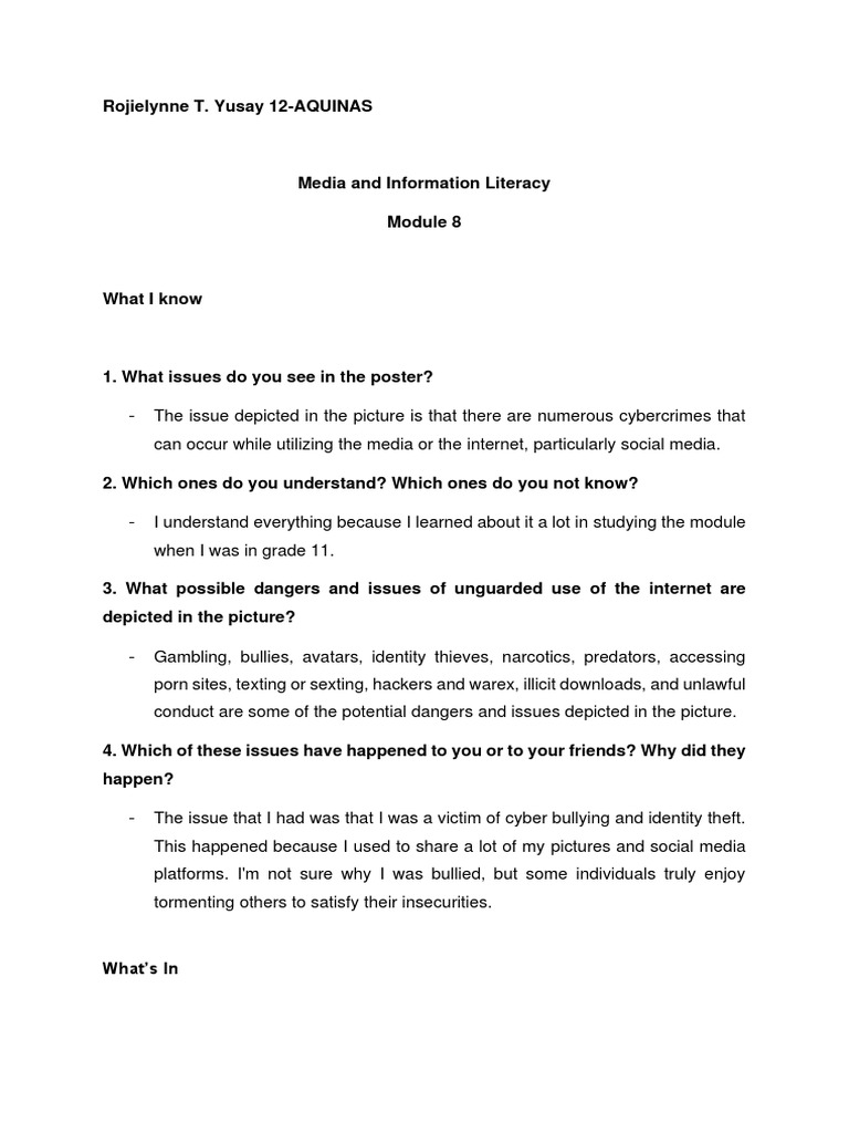 Media and Information Literacy Module 8 | PDF | Intellectual Property ...