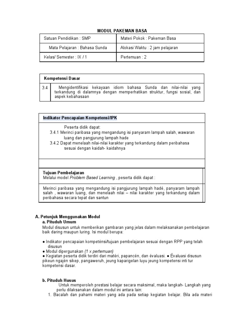 Modul Pakeman Basa 2 | PDF | Seni & Disiplin Bahasa | Sains & Matematika