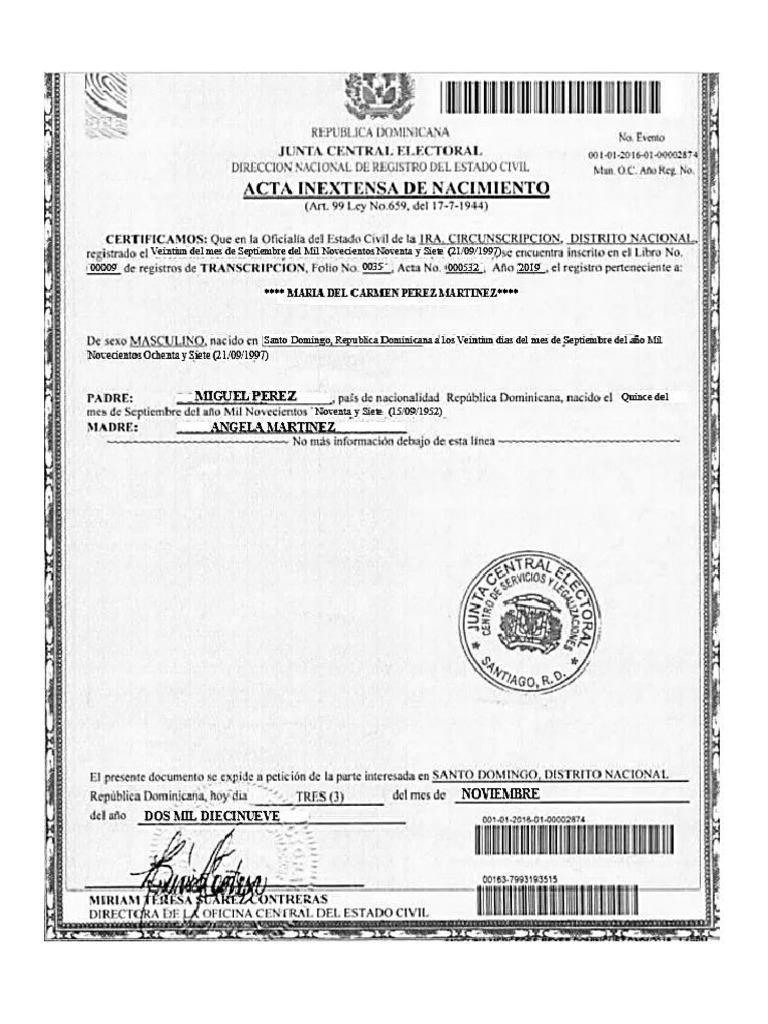 Acta De Nacimiento Alcald A La Magdalena Contreras/modelo De Acta De ...