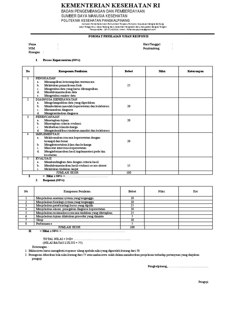 Format Penilaian Ujian Responsi | PDF