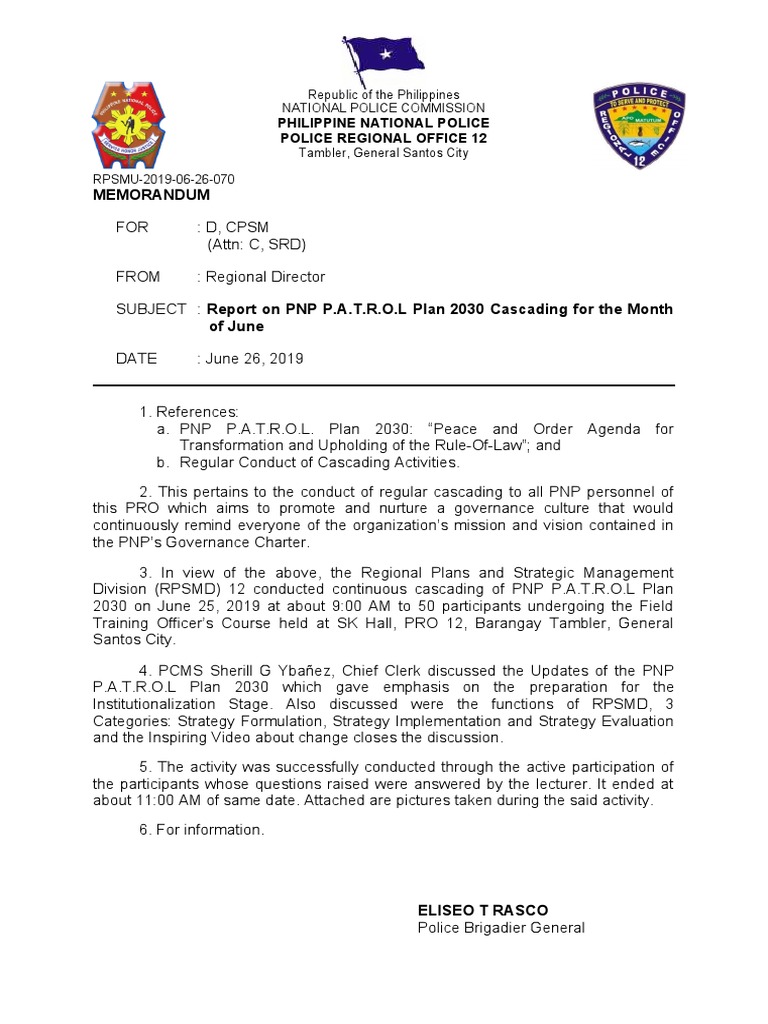 Memorandum: Republic of The Philippines National Police Commission ...