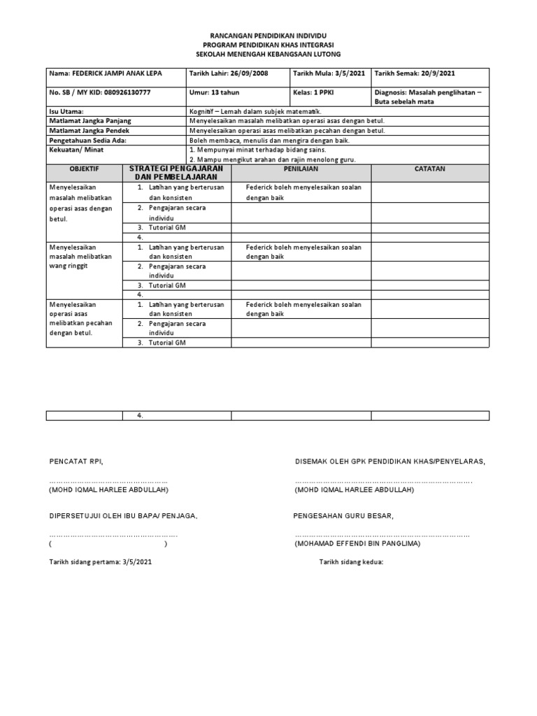 Contoh Rpi | PDF | Karier & Perkembangan | Pengembangan Diri