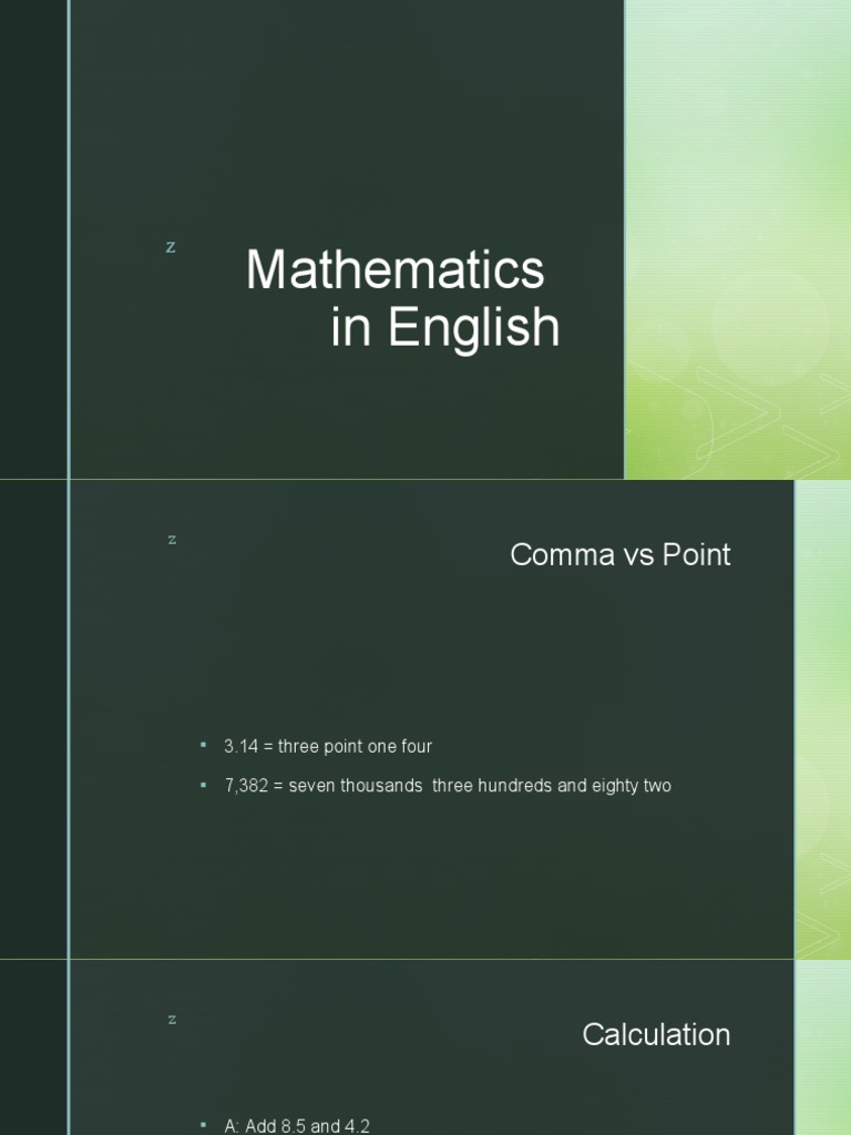 Mathematics in English | PDF