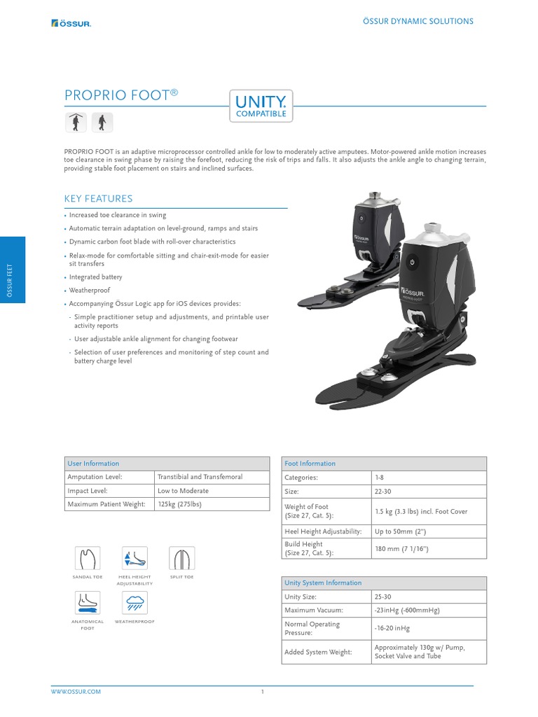 Proprio Foot: Key Features | PDF | Foot | Manufactured Goods
