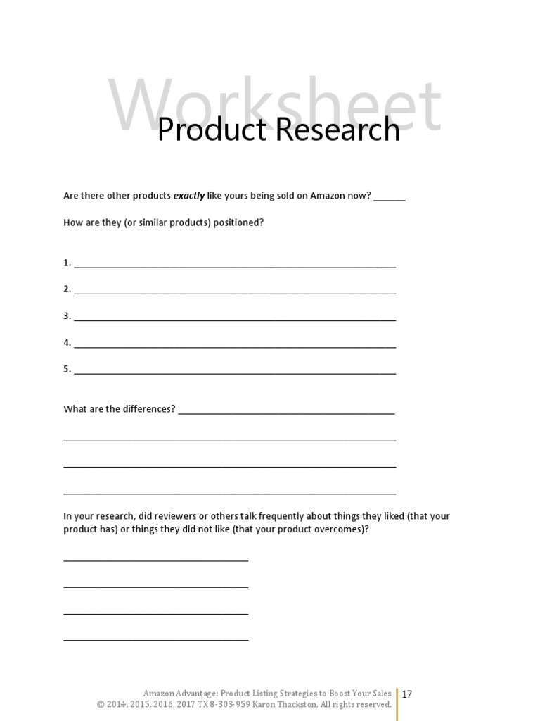 Worksheet: Product Research | PDF | Search Engine Optimization