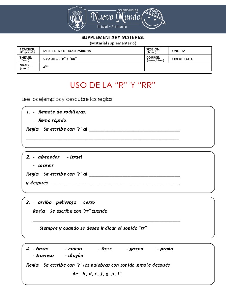 Uso de La "R" Y "RR": Supplementary Material | PDF