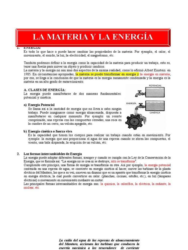 La Materia y La Energia para Sexto de Primaria | PDF | Importar | La ...