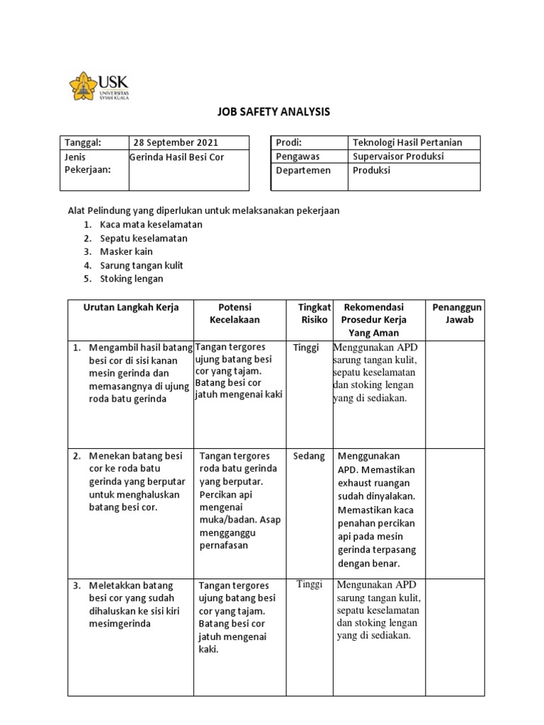 Job Safety Analysis | PDF