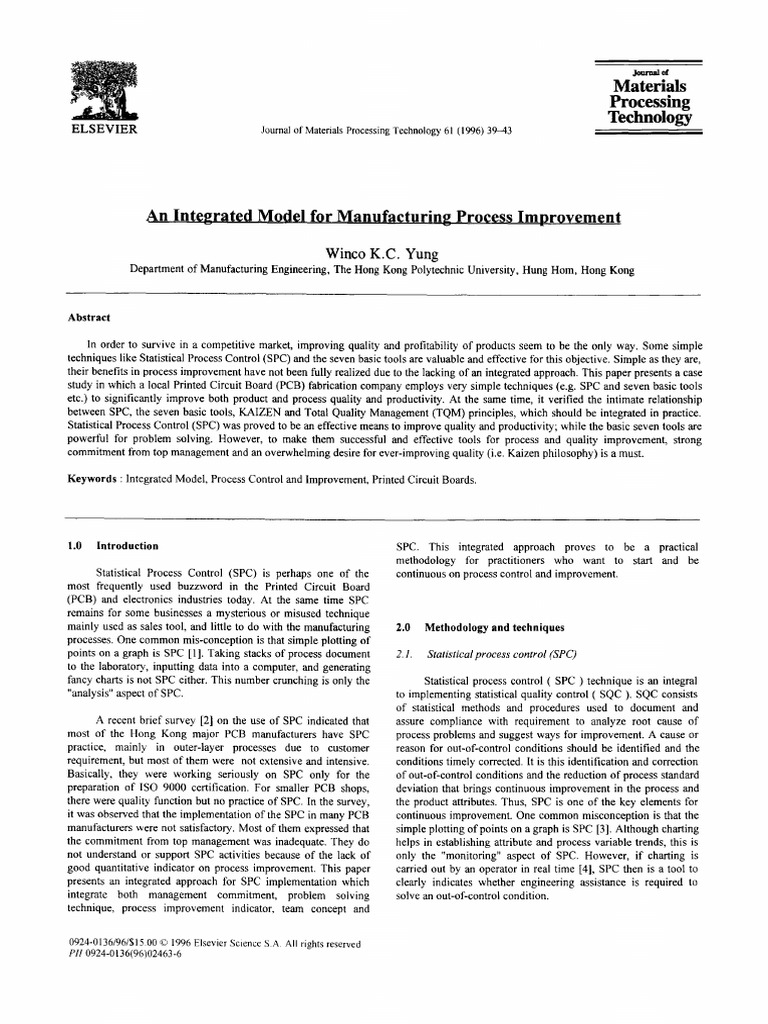 An Integrated Model For Manufacturing Process Improvement | PDF ...