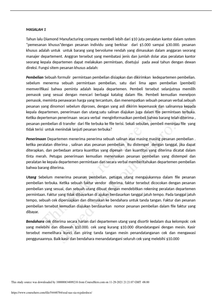 Soal Uas Sia Reguler | PDF