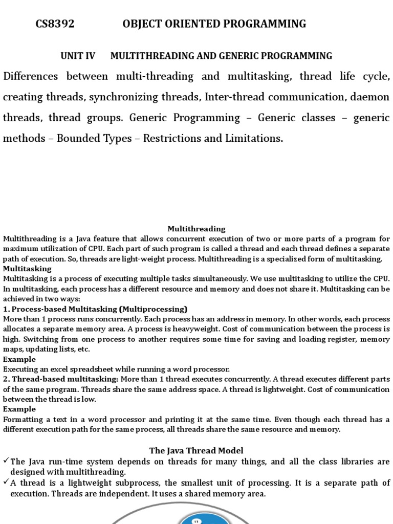 Multithreading and Generic Programming | Download Free PDF | Process (Computing) | Class ...