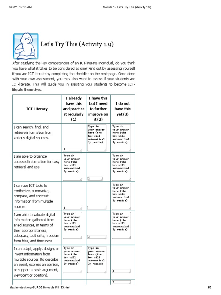 Module 1 - Let's Try This (Activity 1.9) | PDF | Information And ...