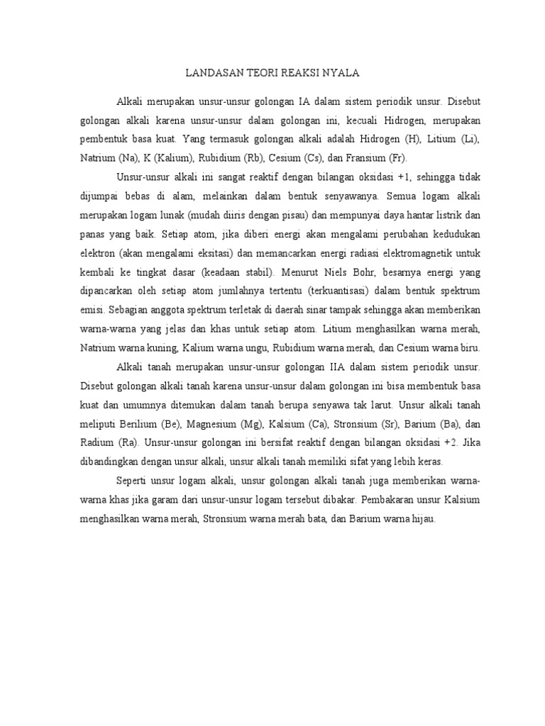 Reaksi Nyala Logam Alkali dan Tanah | PDF | Sains & Matematika