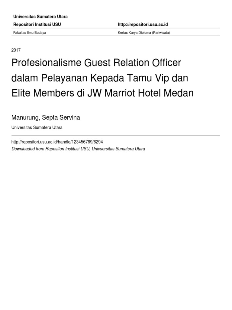 JW Marriots - Ref Penanganan Tamu VIP | PDF