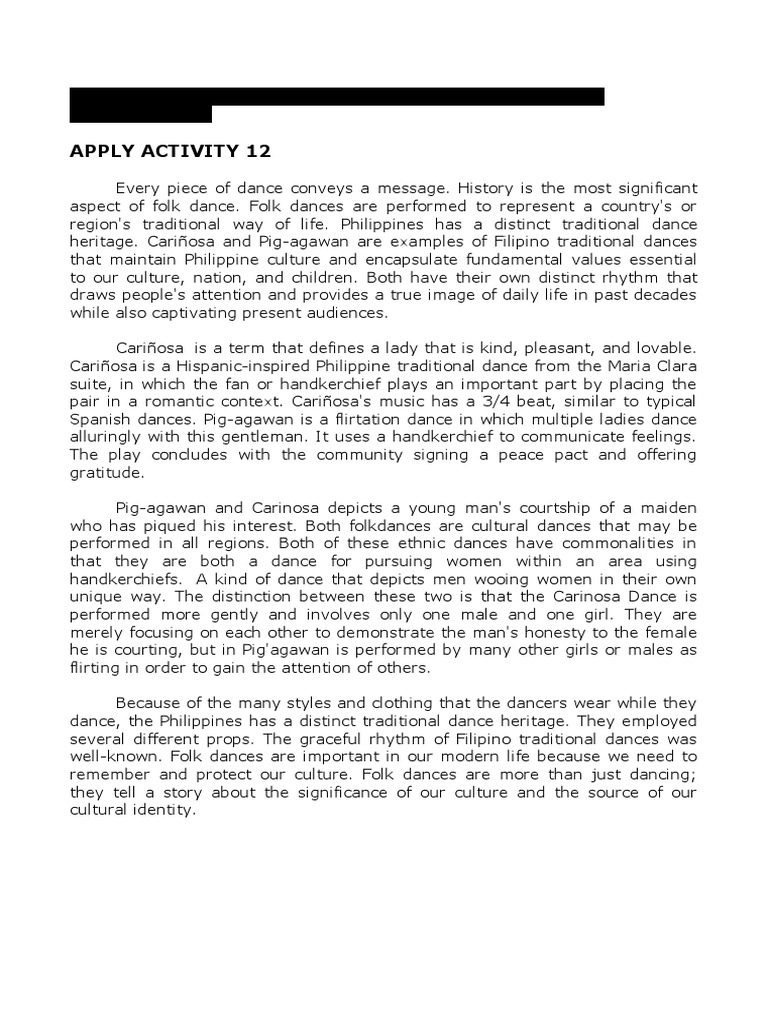 Apply Activity 12 | PDF | Dances | Folk Music