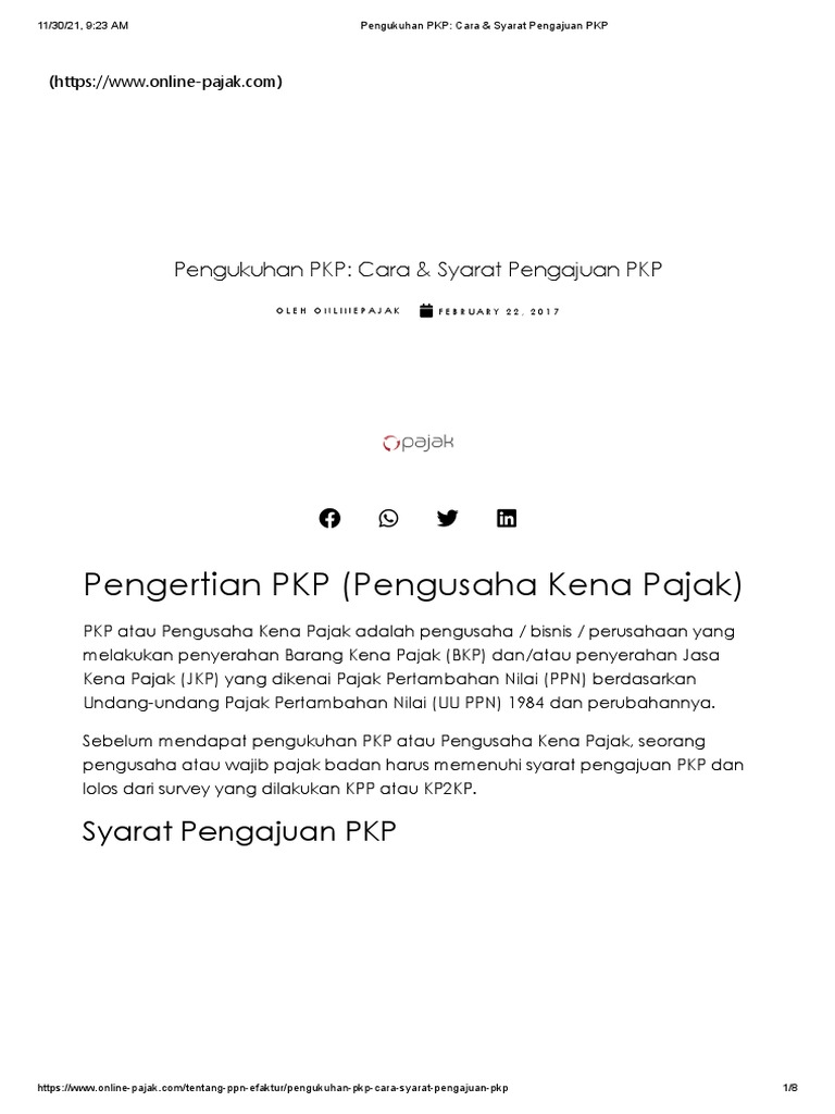 A - Pengukuhan PKP, Cara Dan Syarat Pengajuan PKP | PDF