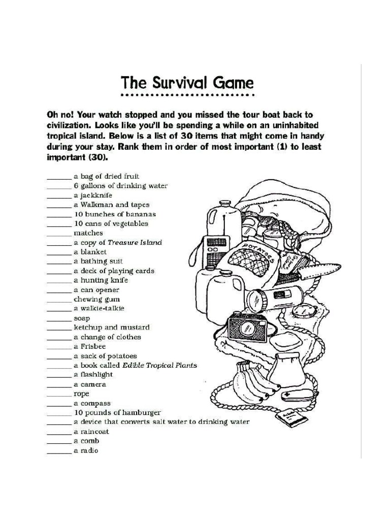 The Survival Game Activity | PDF