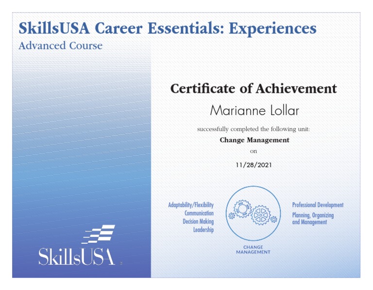 Advancedlearnercertificate Changemanagement | PDF | Business | Self ...