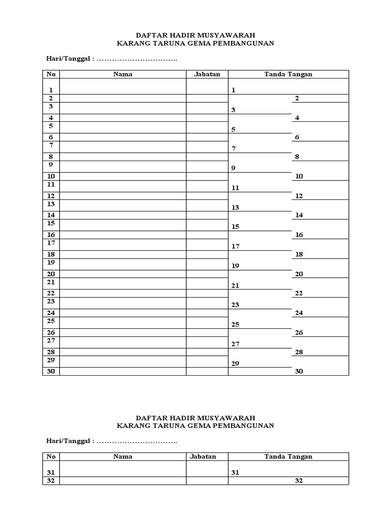 Daftar Hadir Rapat | PDF