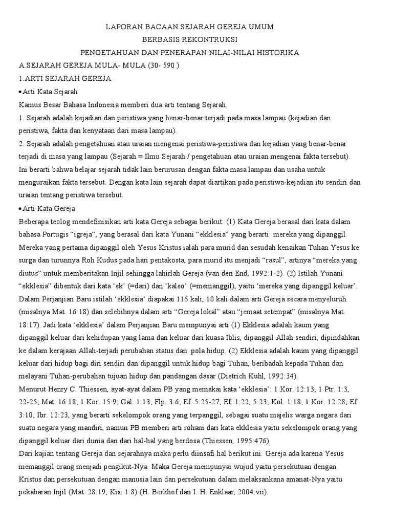 Laporan Bacaan Sejarah Gereja Umum | PDF