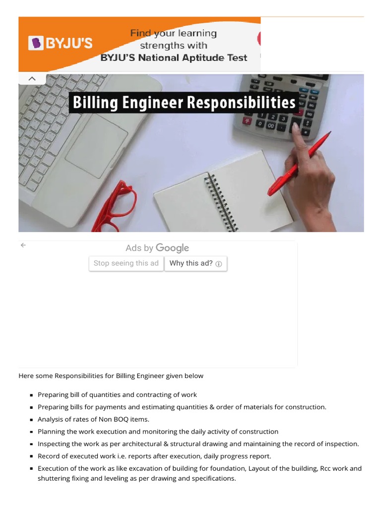 Billing Engineer Responsibilities - Online Civil | PDF | Building ...