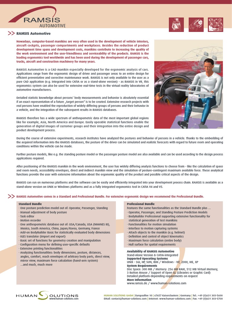 RAMSIS Automotive Flyer en HSI | PDF | Human Factors And Ergonomics ...