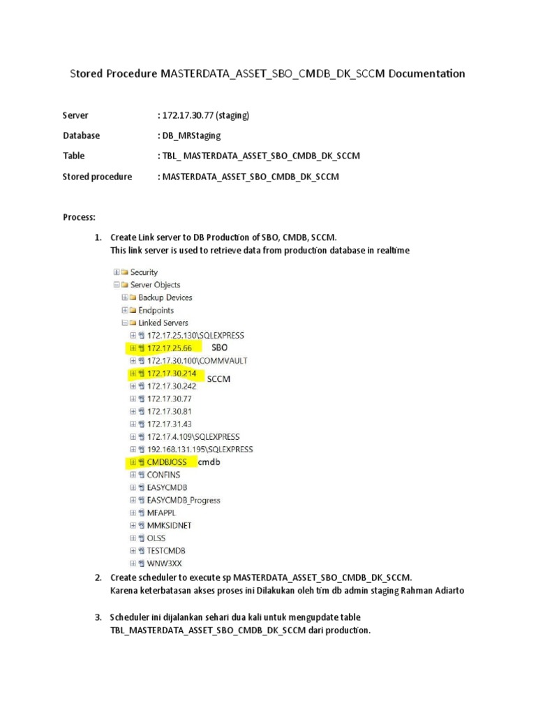 Dokumentasi SQL Store Procedure MasterData | PDF | Databases | Data