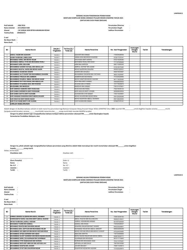 Borang Akuan Penerimaan Pembayaran Kwapm 1 | PDF