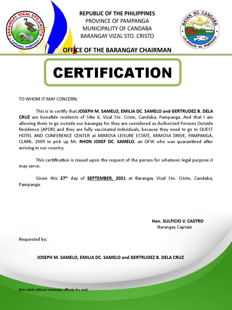 CERTIFICATE FOR Emergency | PDF