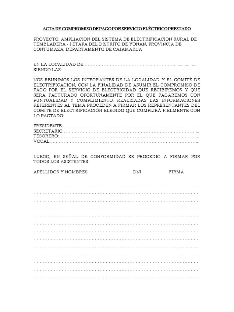 Formatos de Actas de Compromiso | PDF