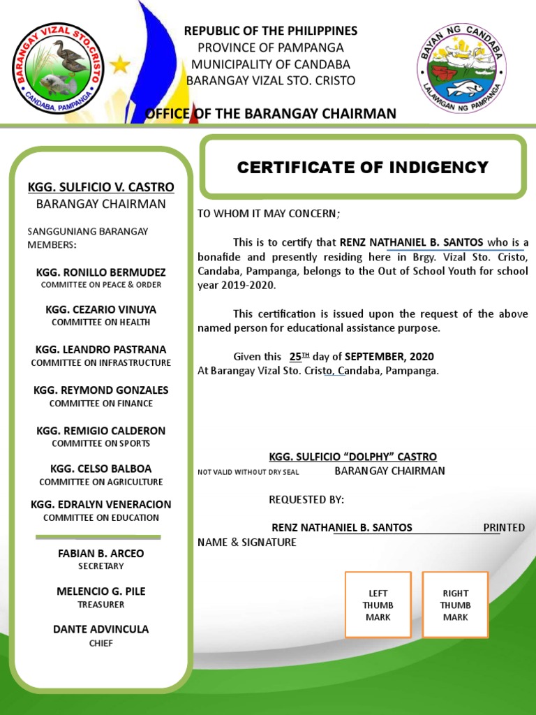 Certificate For Out of School Youth | PDF