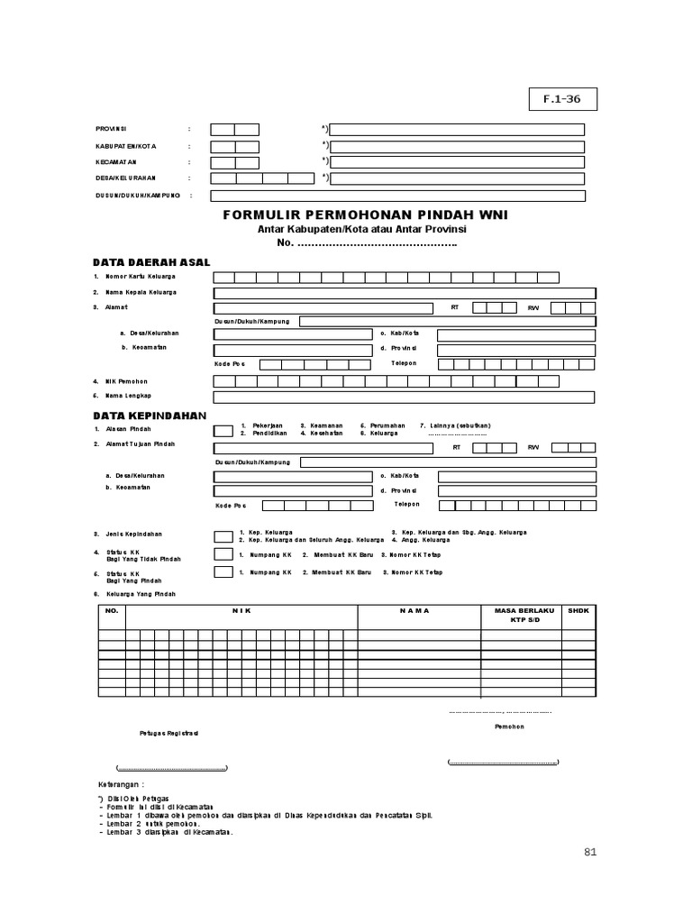 Formulir Permohonan Pindah WNI | PDF