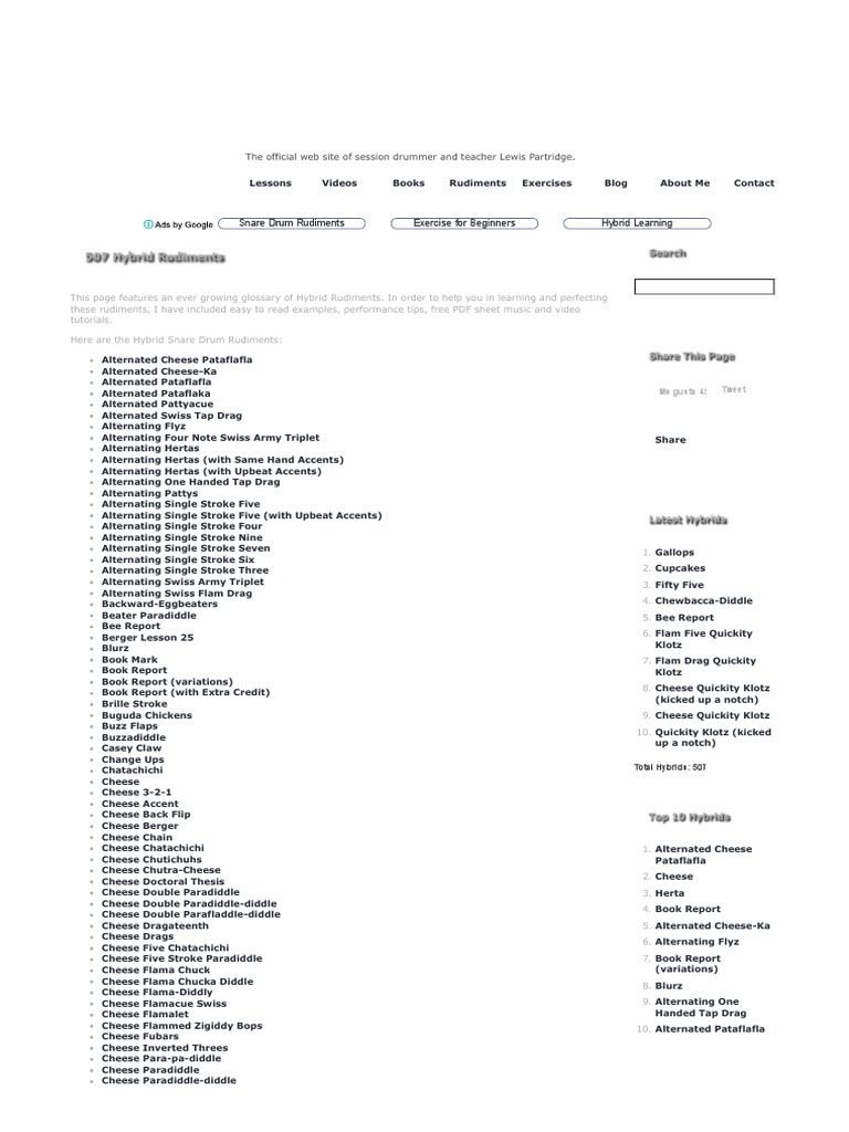 507 Hybrid Rudiments Ninja Drummist | PDF | Rhythm And Meter | Drumming