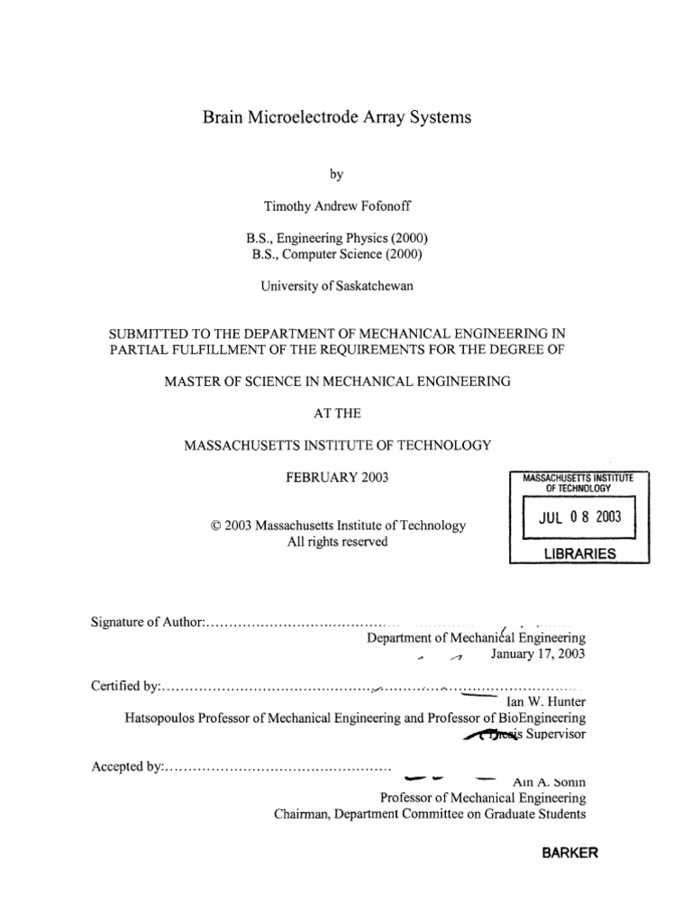 Brain Microelectrode Array Systems MIT | PDF | Neuron | Action Potential