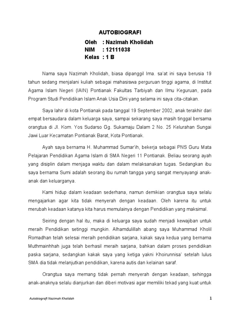 Contoh Autobiografi Pdf