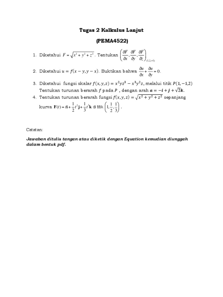 Tugas Kalkulus Lanjut PEMA4522 | PDF