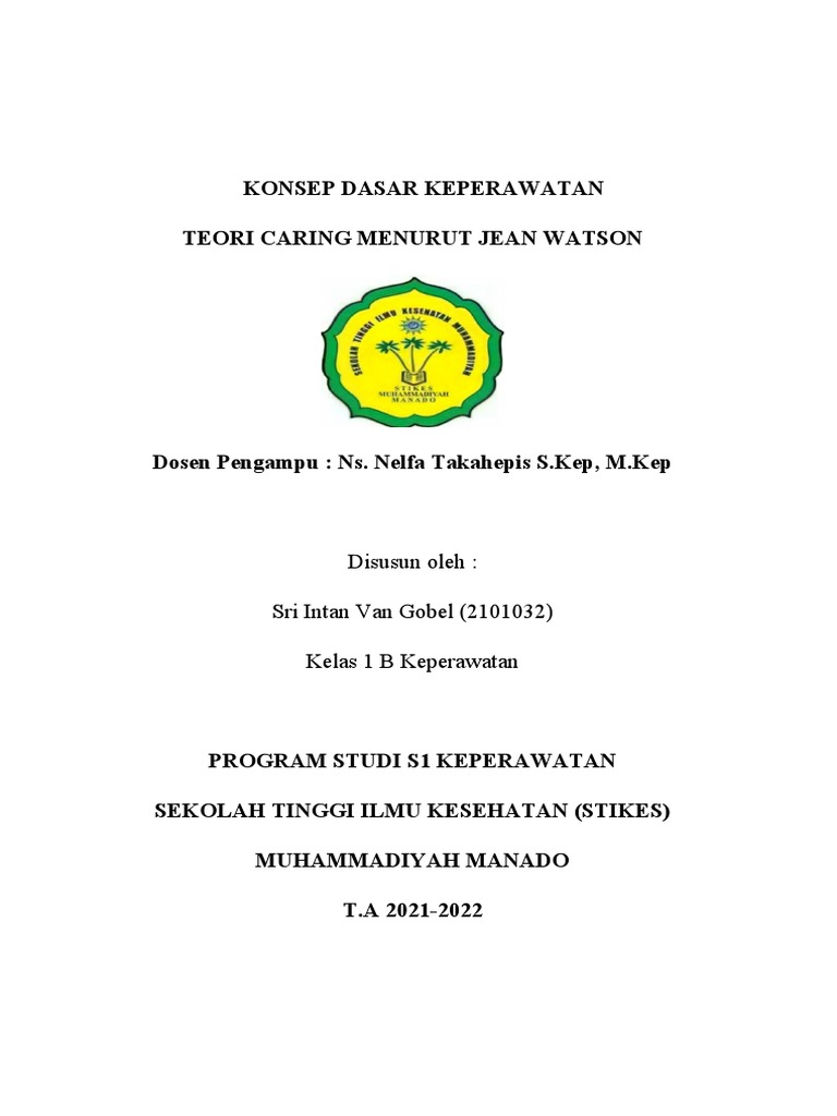 KDK Teori Caring Jean Watson - Sri Intan Van Gobel - 2101032 | PDF
