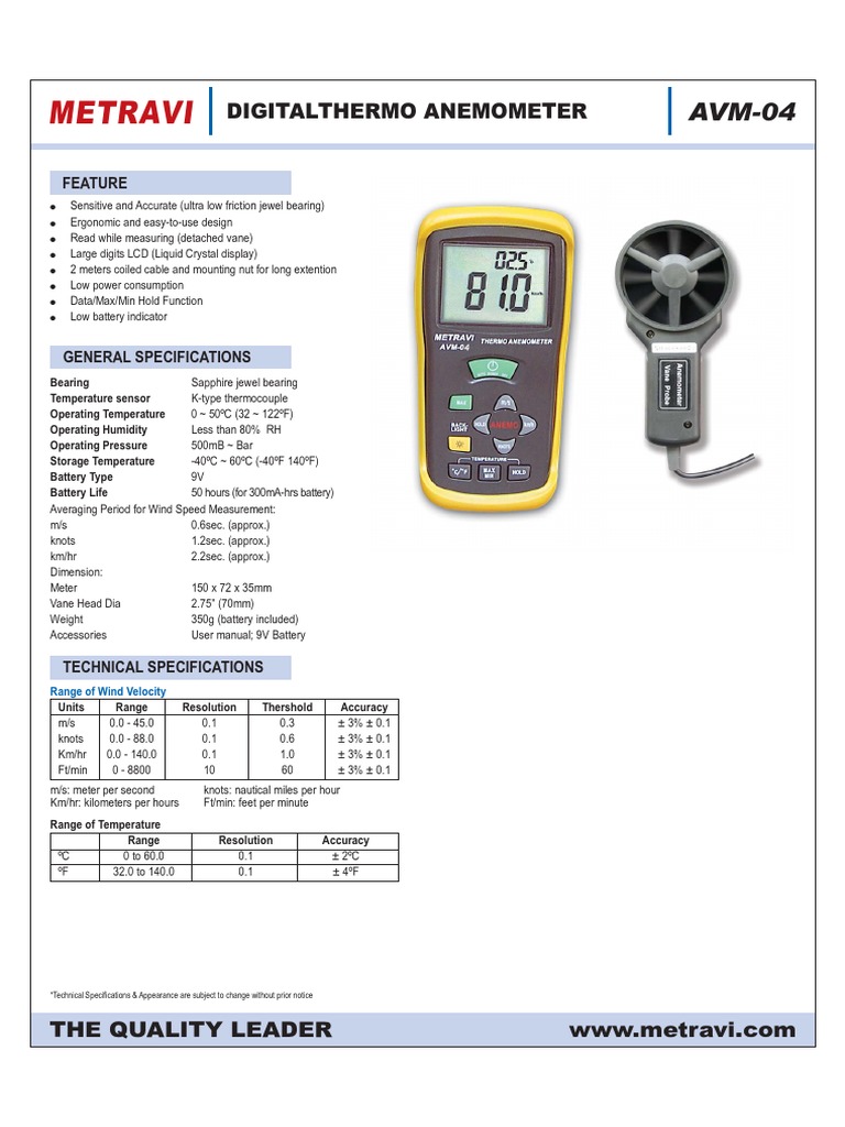 AVM-04 Metravi Thermo Anemometer | PDF
