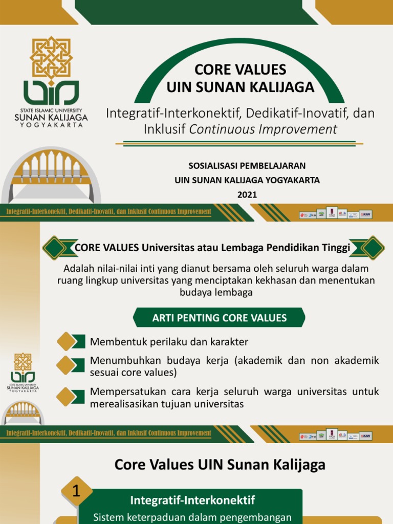 Sospem 2021 - Core Values UIN Sunan Kalijaga | PDF