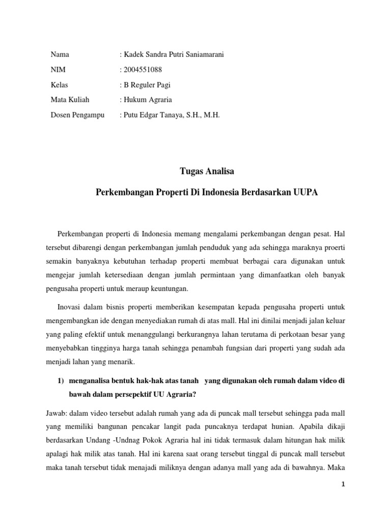 Kadek Sandra Putri Saniamarani - HK. Agraria Tugas 3 | PDF