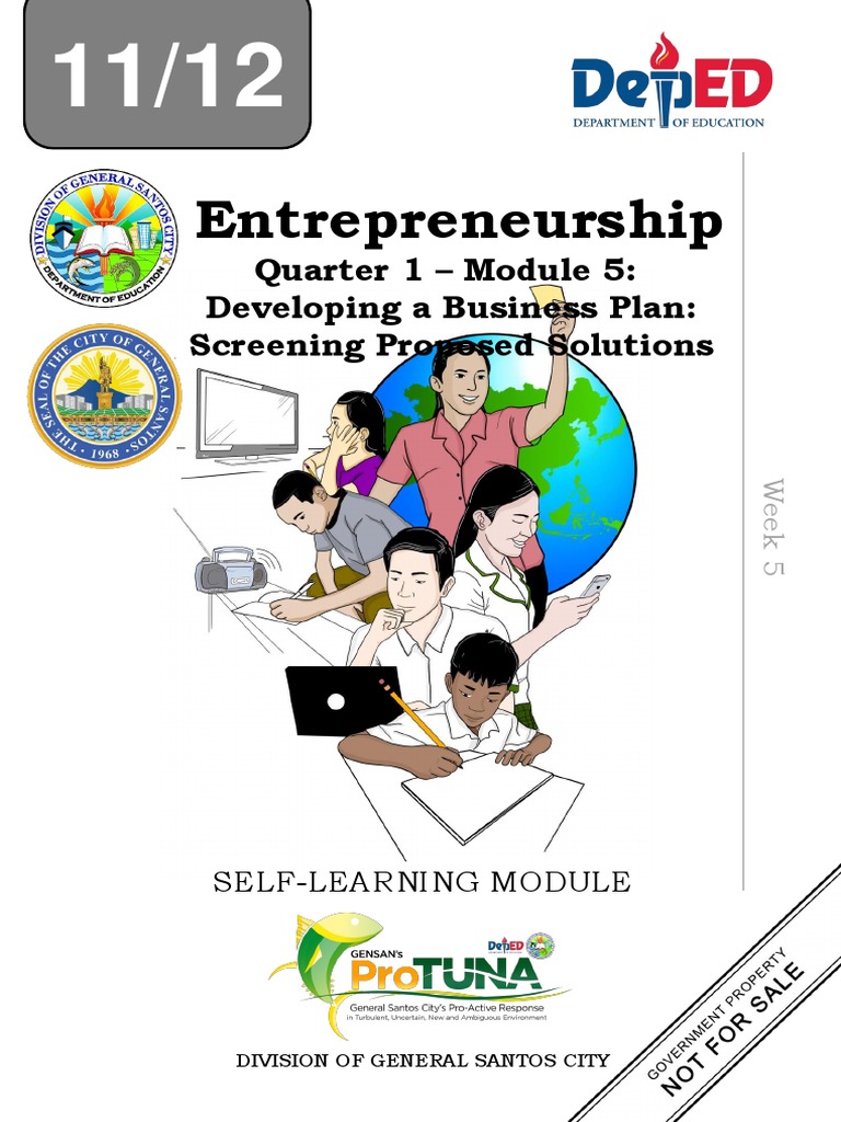 Entrepreneurship: Quarter 1 - Module 5: Developing A Business Plan ...