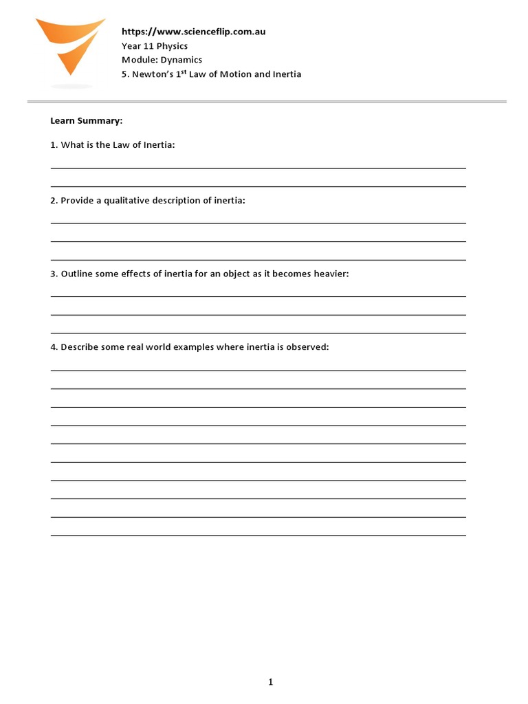 Newton's 1st Law of Motion and Inertia | PDF