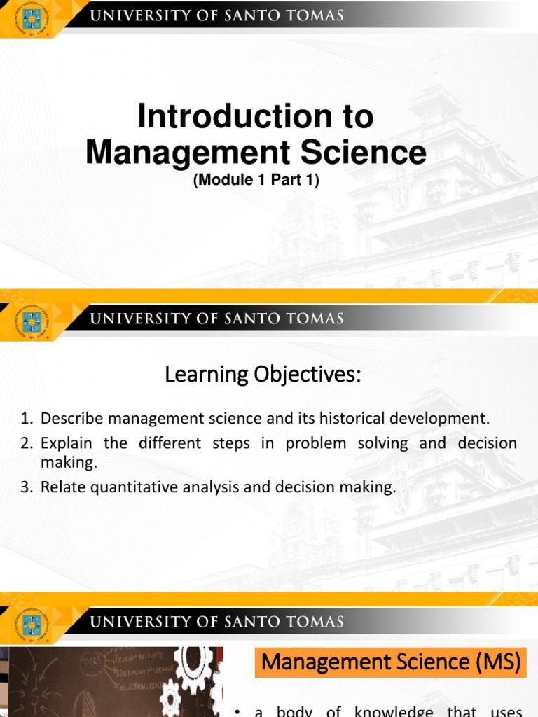 Module 1 Part 1 - Management Science and Its History - Qunatitative ...