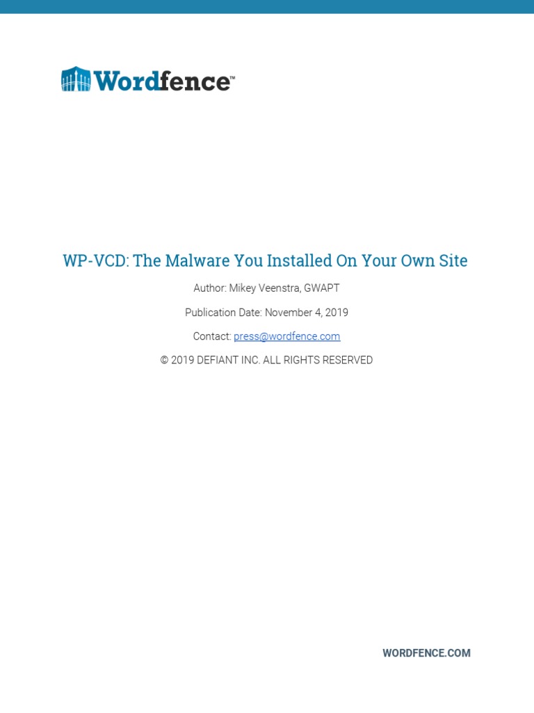 WP-VCD: The Malware You Installed On Your Own Site | PDF | Malware | Word Press